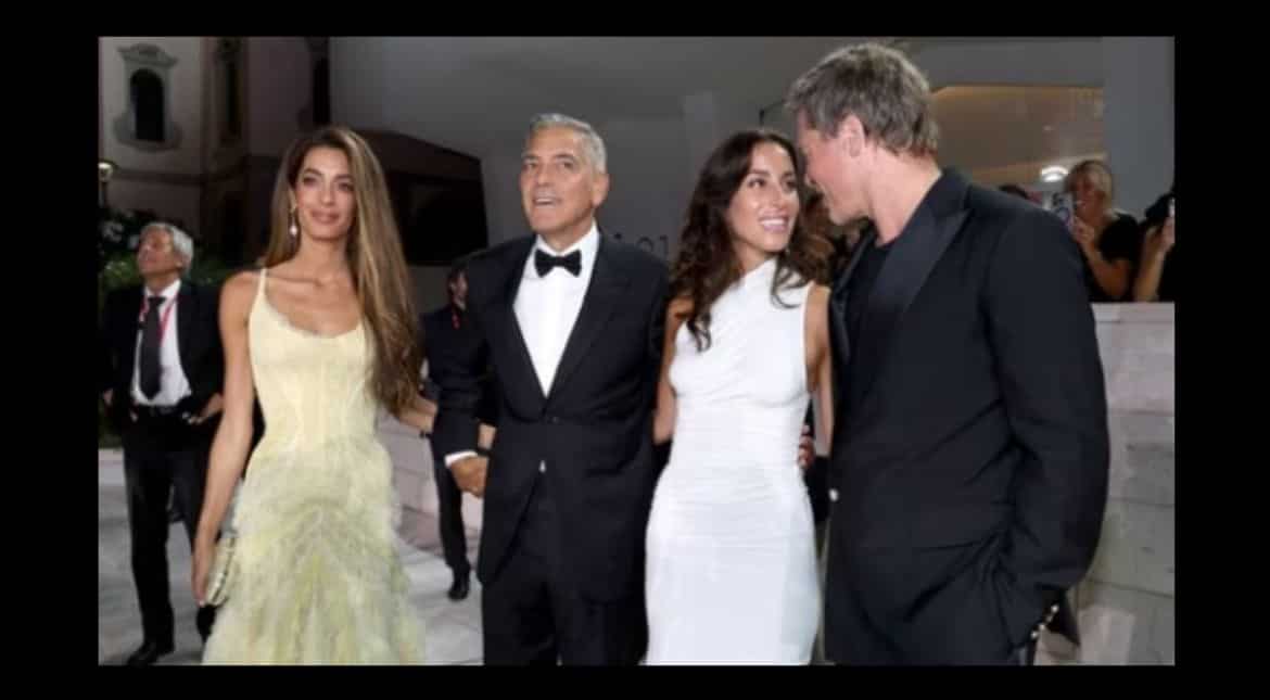 In pics: Brad Pitt, girlfriend Ines enjoy romantic double date with George Clooney, Amal in ...